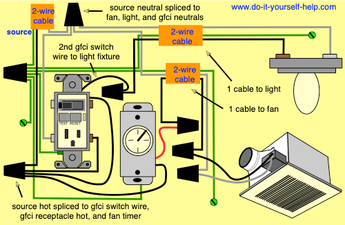Bathroom Exhaust Fan Wiring Diagrams- Do-it-yourself-help.com